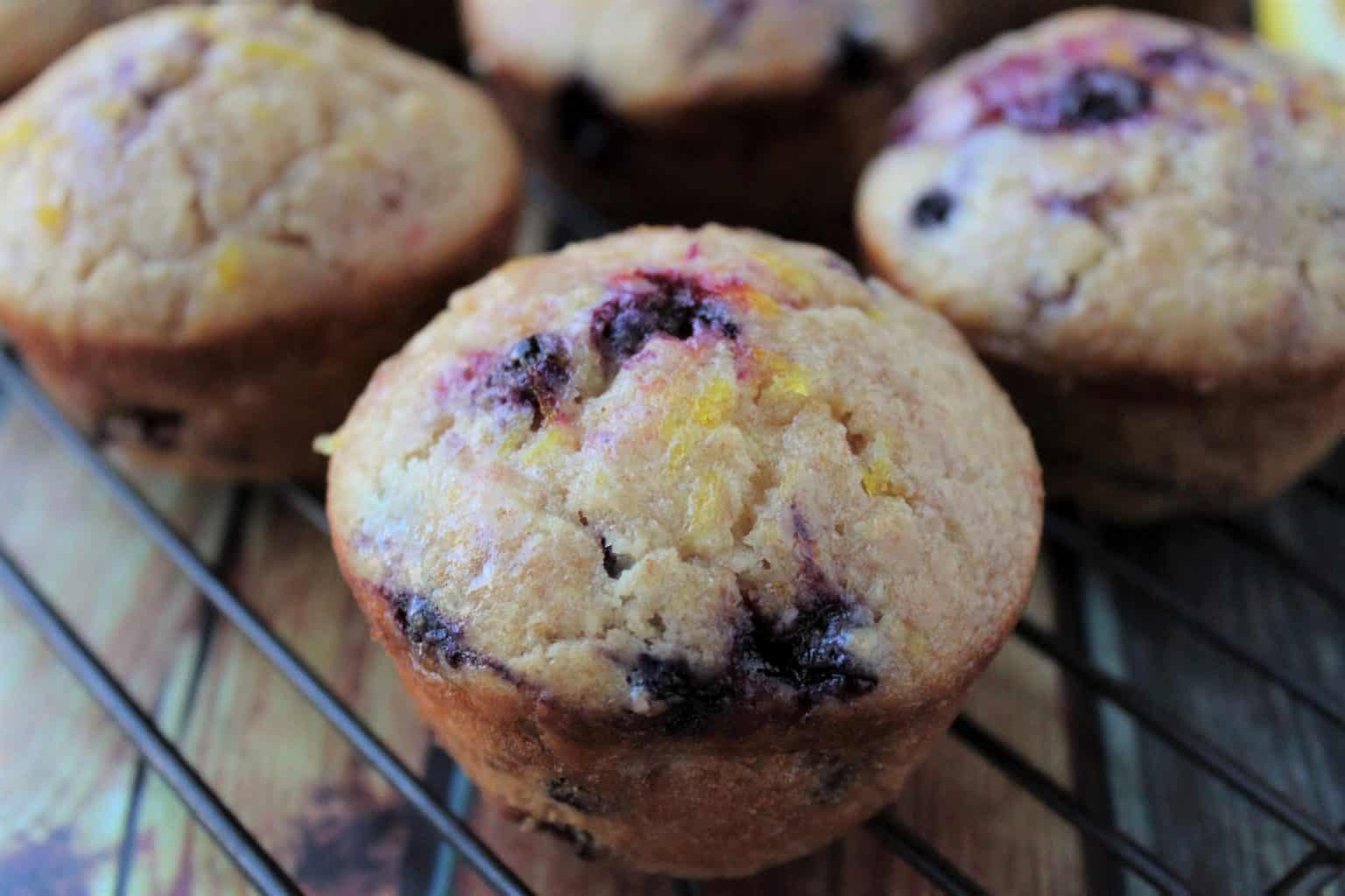 Tangy Glazed Lemon Blueberry Muffins - Juggling with Julia