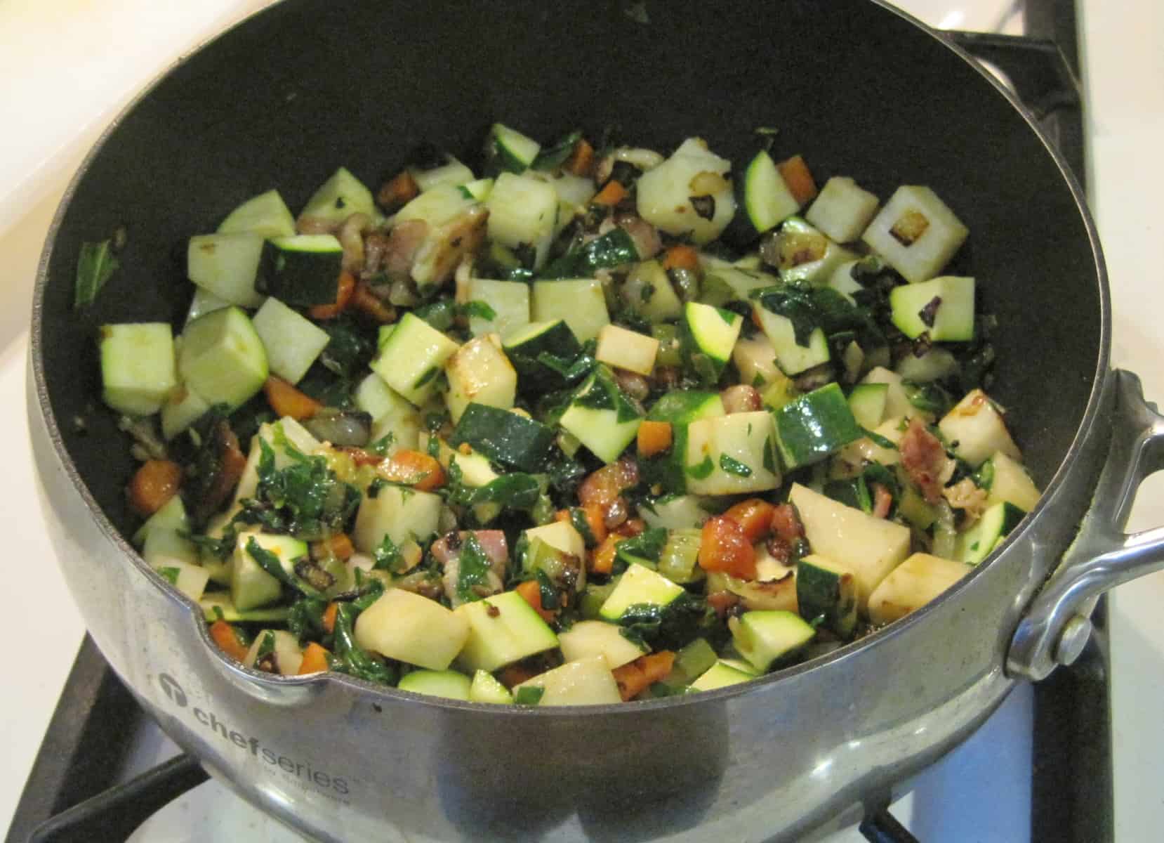 Hearty Minestrone with Grilled Cheese Croutons - Juggling with Julia
